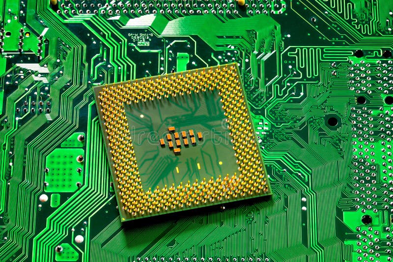 Close Up of Microchips and Pins on Main CPU PC Processor Circuit Board ...
