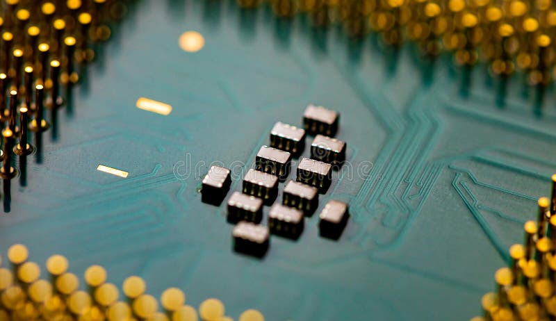 Close Up of Microchips and Pins on Main CPU PC Processor Circuit Stock ...