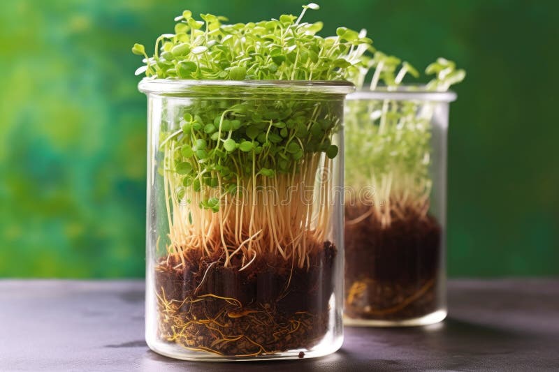 Close-up of Microgreen Roots in a Transparent Container Stock ...