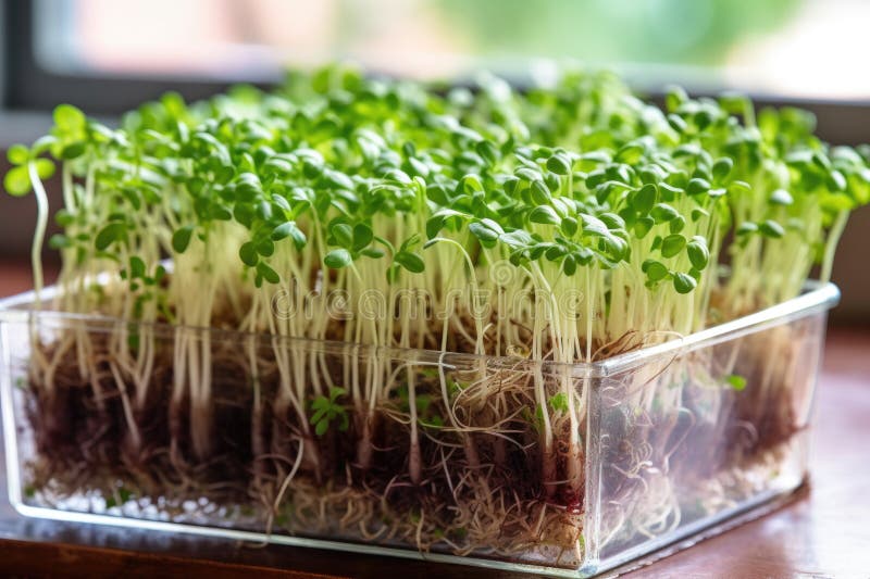 Close-up of Microgreen Roots in a Transparent Container Stock ...