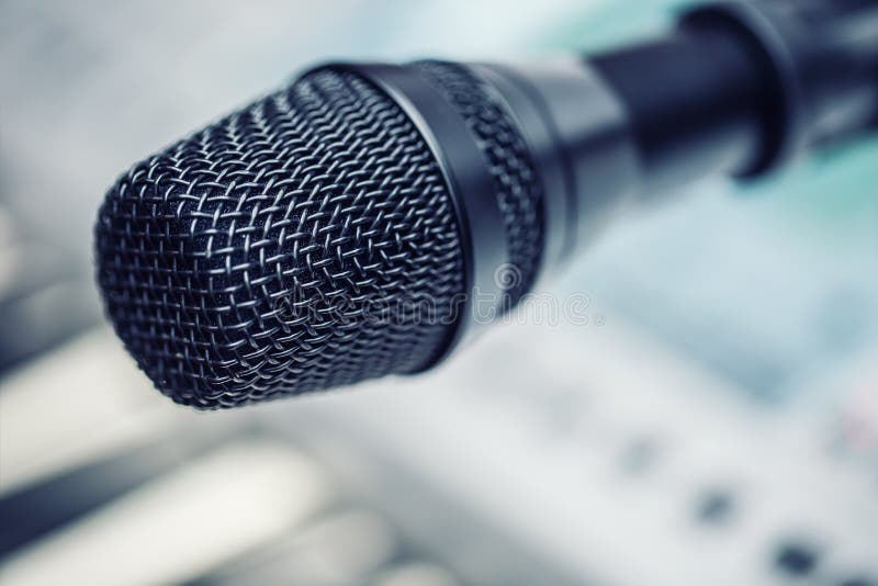 Close-up of Microphone in Conference Room or Concert Hall Stock Image ...