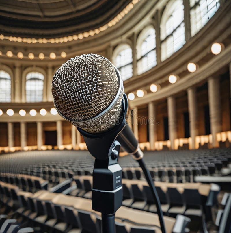 Close Up of a Microphone Grill in an Empty Auditorium Stock ...