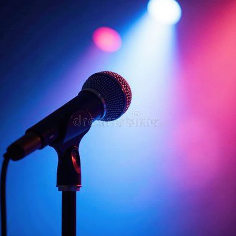 Close Up of Microphone Head on Stage, Concert Setting , Stage, Close Up ...