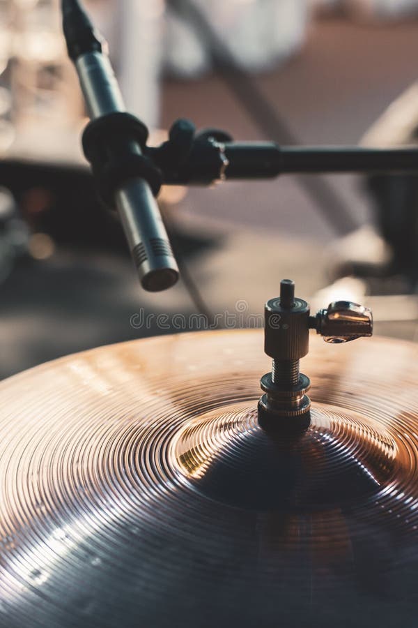 Close Up Microphone for Hi Hat Drum Sound Stock Image - Image of ...