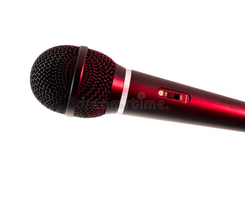 Close-up of a Microphone Illuminated by Red Stage Lighting, Showing an ...