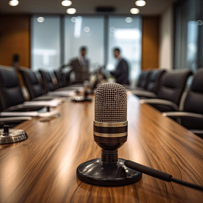 Close Up of Microphone in Meeting Room, Empty Meeting Room,AI Generated ...