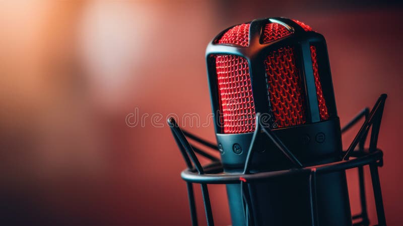 A Close Up of a Microphone with Red Lights on it, AI Stock Photo ...