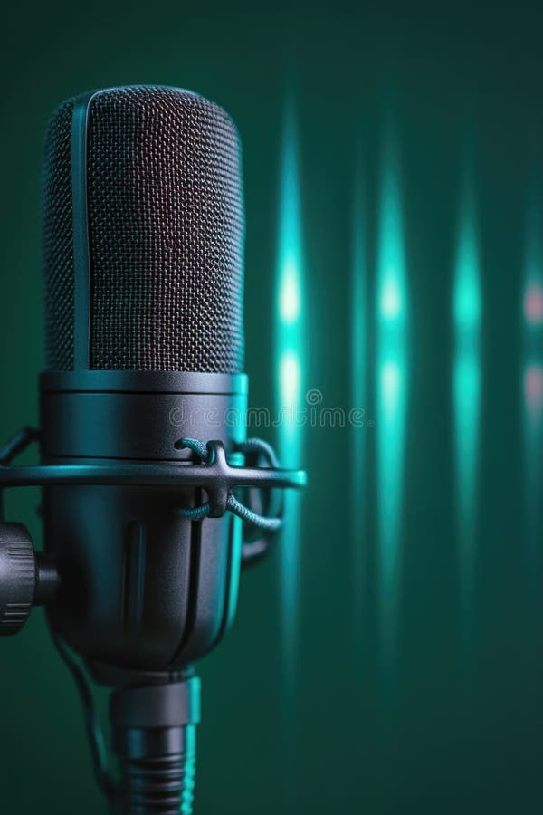 Microphone and Sound Waves stock photo. Image of sound - 377247776