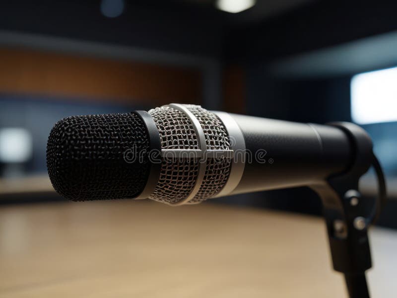 Close-Up of Microphone in Studio: Ready for Broadcast or Recording ...