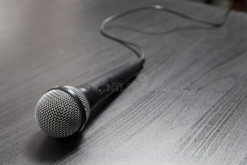 Microphone on the table stock image. Image of presentation - 119241983