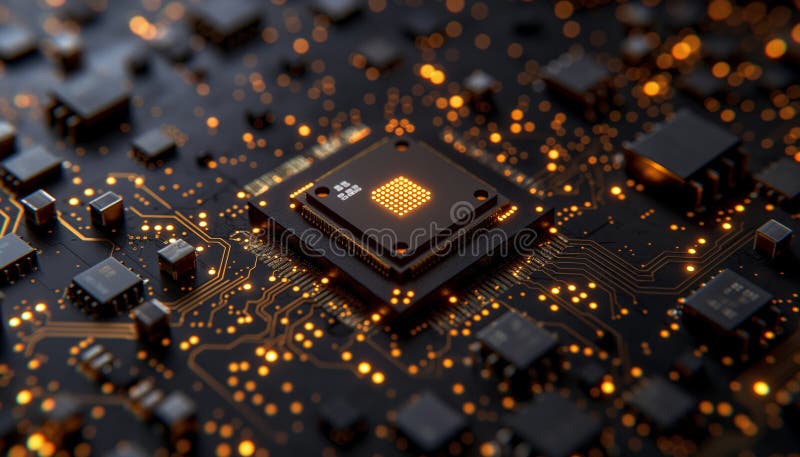 Close-up of a Microprocessor on a Motherboard Stock Photo - Image of ...