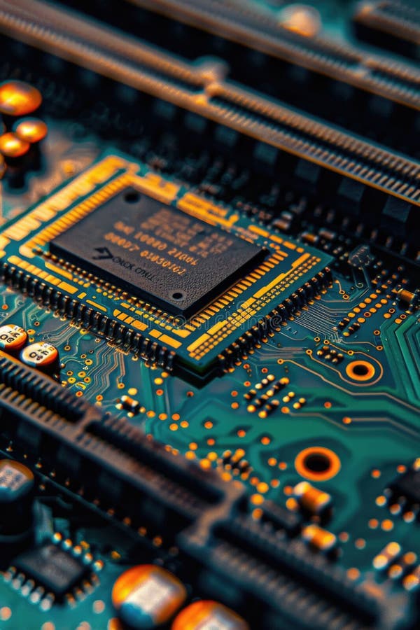Close-up of a Microprocessor Stock Photo - Image of data ...