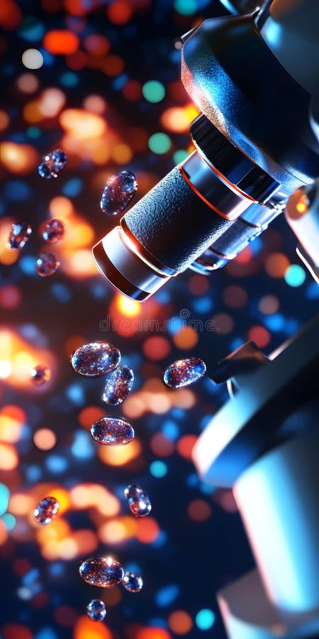 Close-up of Microscope with Bokeh Effect Stock Illustration ...