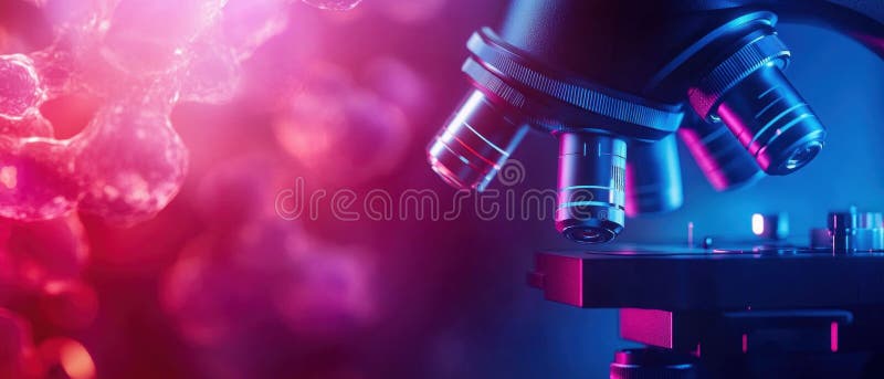 Close-up of Microscope with Colorful Background in Laboratory Stock ...