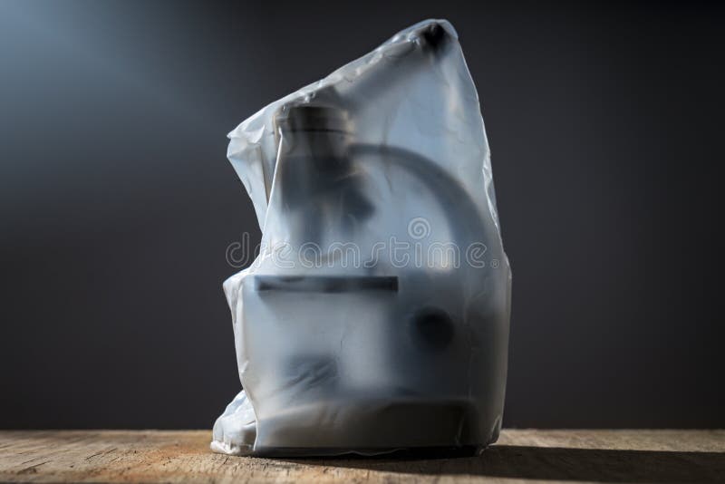 Microscope Covered with Plastic Stock Photo - Image of science, plastic ...