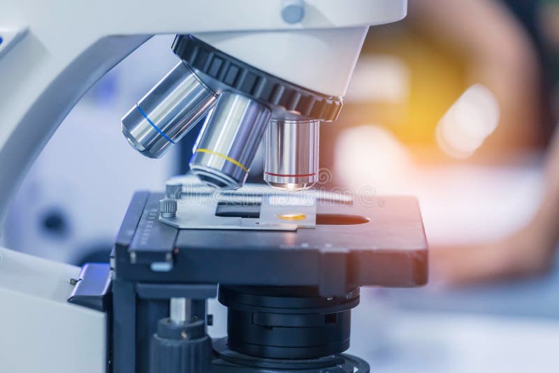 Microscope Equipment in Science Laboratory Stock Photo - Image of ...