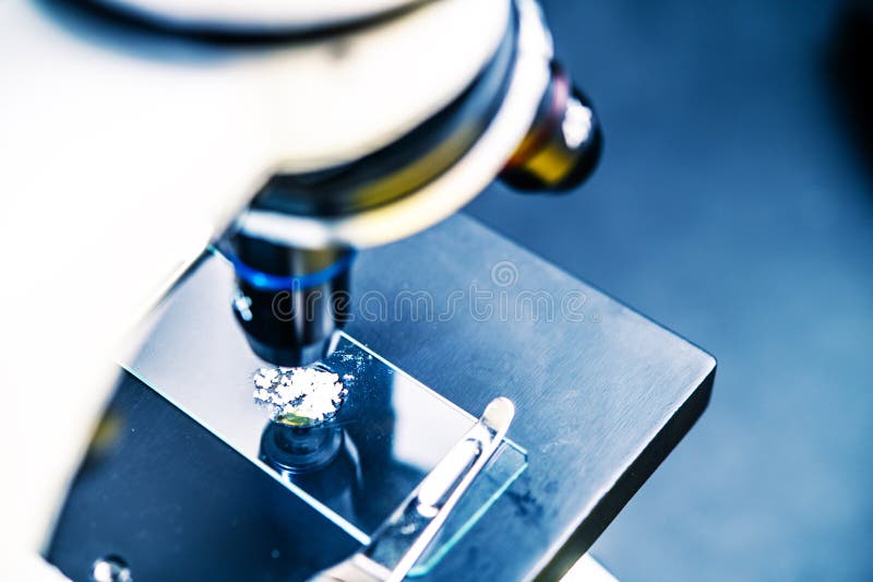Close-up of a Microscope Examining a Sample, Showcasing Microscopic ...