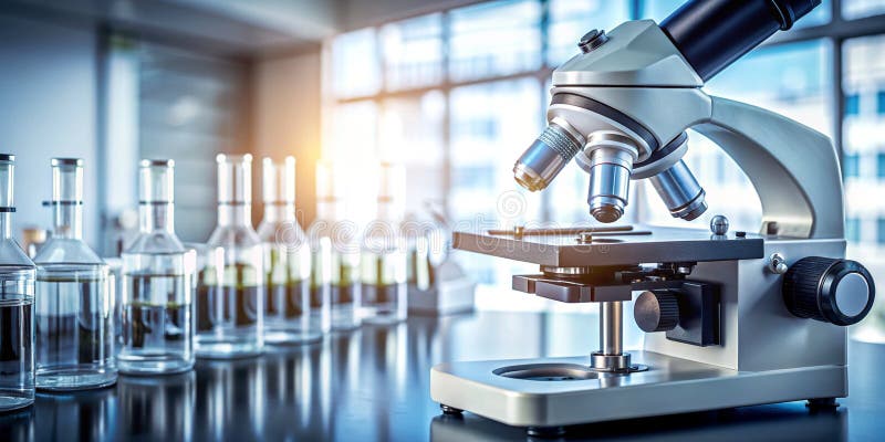 Close Up of a Microscope Examining Samples in a Modern Laboratory ...