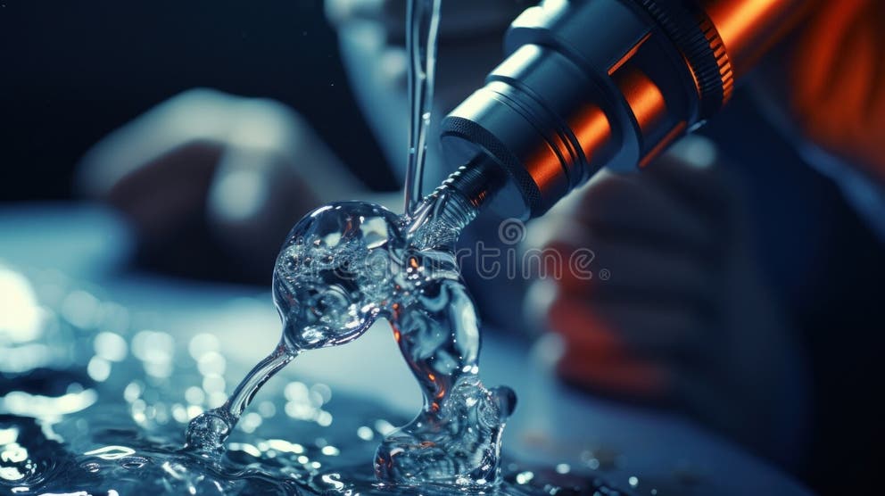 Close-Up of Microscope Examining Water Sample Stock Illustration ...