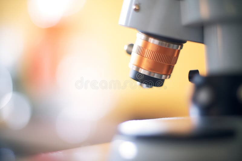 Close-up of Microscope Eyepiece with a Bright Light Backdrop Stock ...
