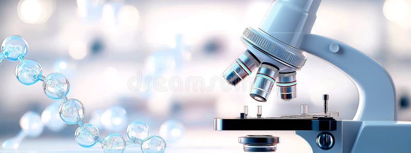 Closeup of a Microscope Focusing on a Slide in a Lab Setting Blurry ...