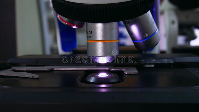 Close up microscope in lab stock image. Image of doctor - 241773235