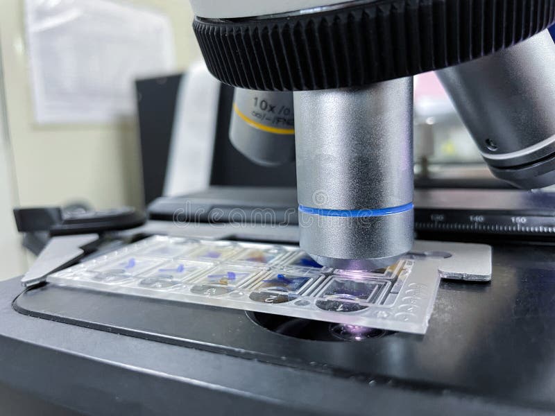 Close Up Microscope in Laboratory. Stock Photo - Image of hospital ...