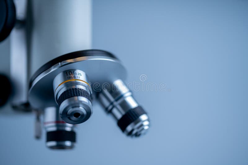 Close Up of Microscope in a Laboratory Stock Image - Image of glass ...