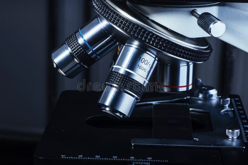 Close Up of Microscope at the Laboratory. Stock Image - Image of ...