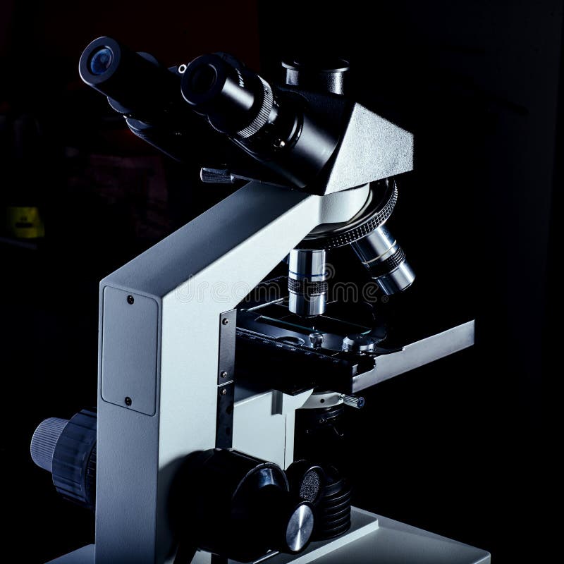 Close Up of Microscope at the Laboratory. Stock Image - Image of health ...