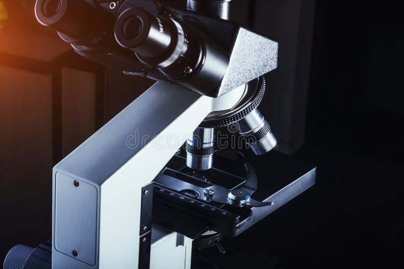 Close Up of Microscope at the Laboratory. Stock Photo - Image of ...