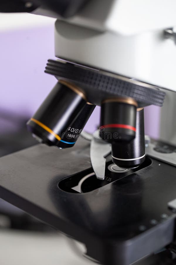 Close Up Microscope, Laboratory Microscope for Analysis Stock Image ...