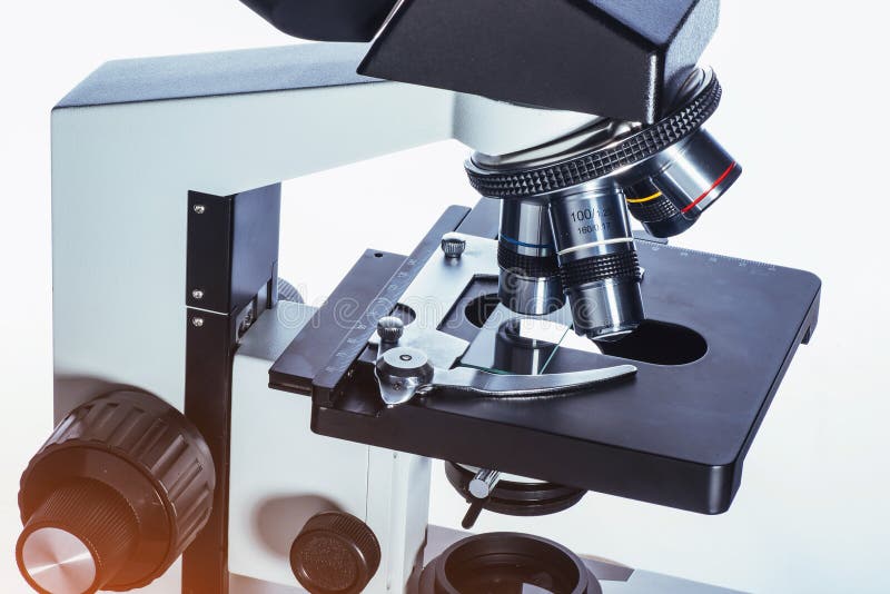 Close Up of Microscope at the Laboratory. Stock Image - Image of ...