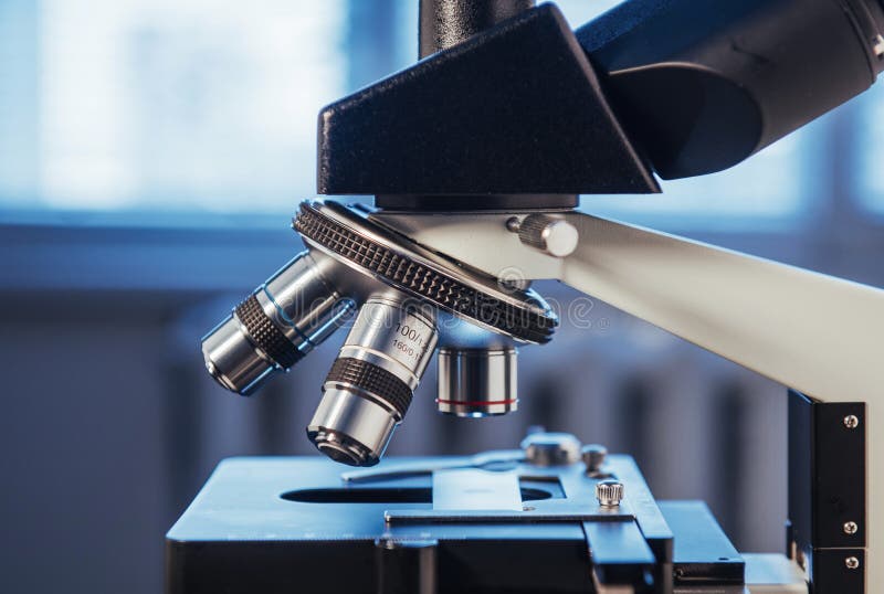 Close Up of Microscope at the Laboratory. Stock Image - Image of ...