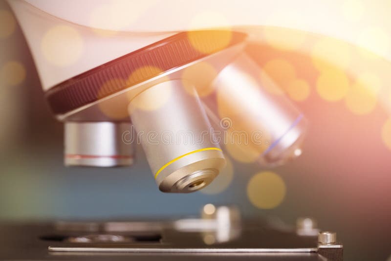 Close Up on Microscope in Laboratory Stock Image - Image of healthcare ...