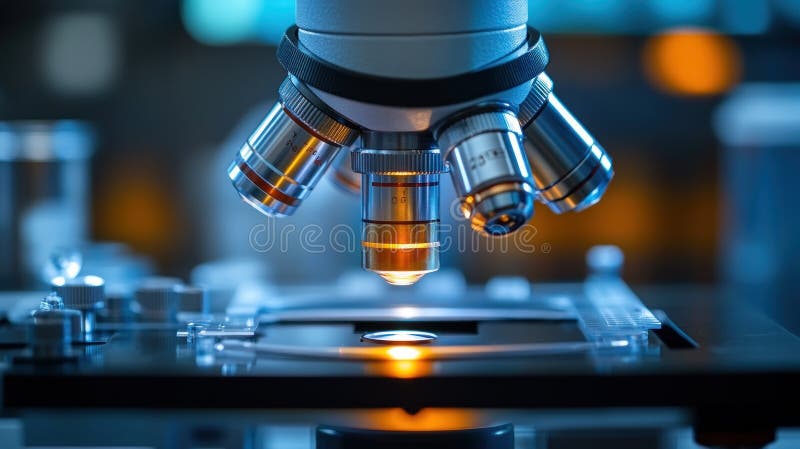 Close-up Microscope, Laboratory Research, Bright Light Sample Stock ...
