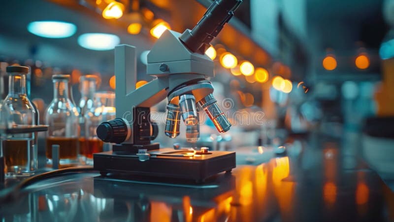 Laboratory Scene with a Pipette Adding Liquid To Test Tubes in a Rack ...