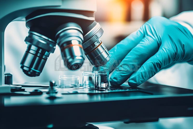 Microscopy in Action stock illustration. Illustration of science - 375100575