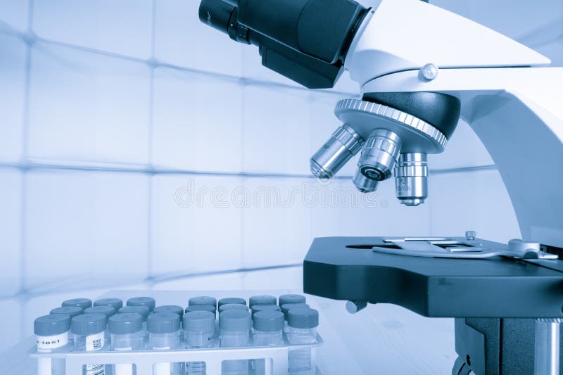 Close Up Microscope Lens on Gray Background Stock Image - Image of ...