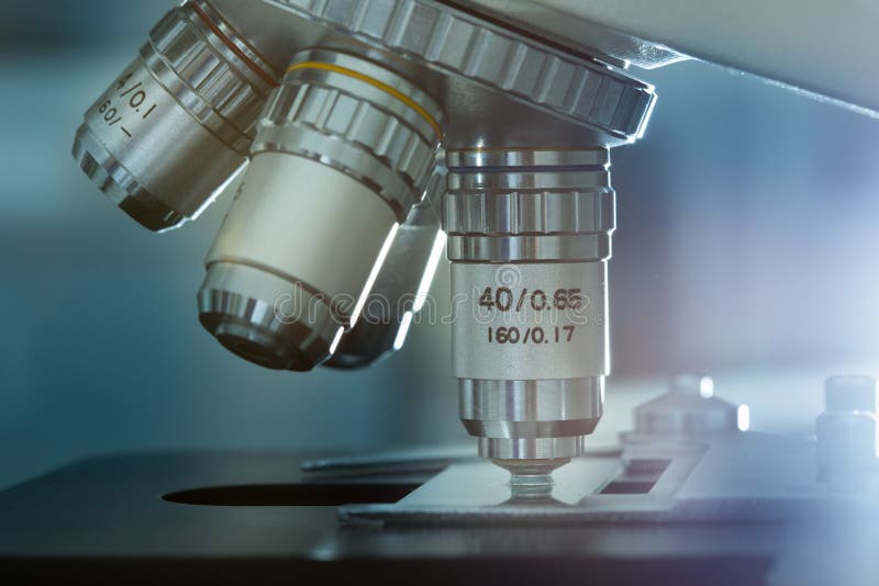 Close Up of Microscope Lens Stock Photo - Image of close, experiment ...