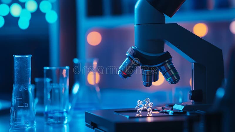 Close-Up of Microscope Lens Focused on Clear Subject Stock Illustration ...