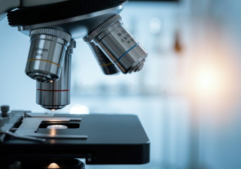 Close-up of a Microscope Lens Highlighting Scientific Research and ...