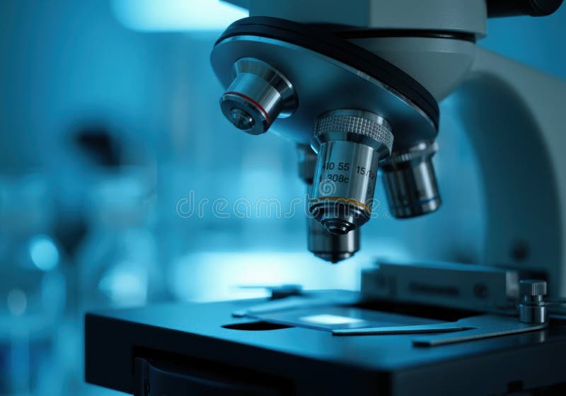 Close-up of a Microscope Lens in a Laboratory Setting Stock Image ...