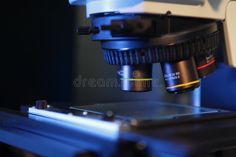 Close Up of Microscope Lenses Stock Image - Image of orange, sport ...
