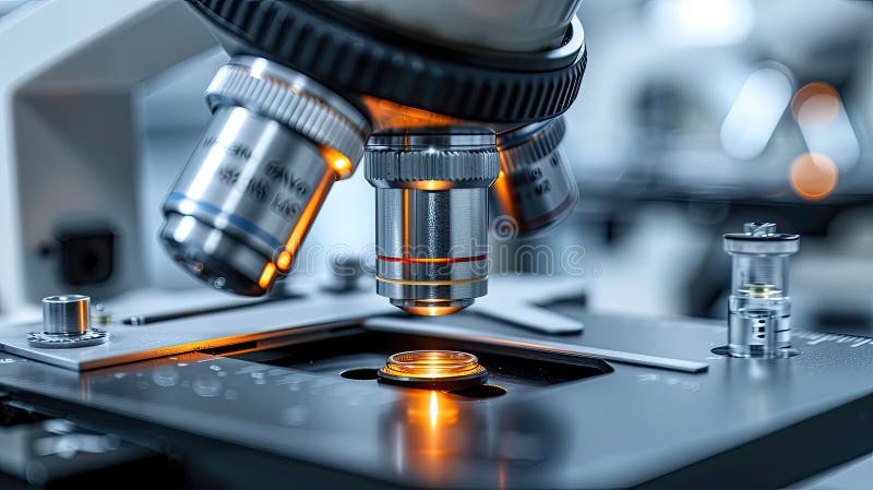 Close-up of Microscope Lenses and Stage with Vibrant Lighting.AI ...