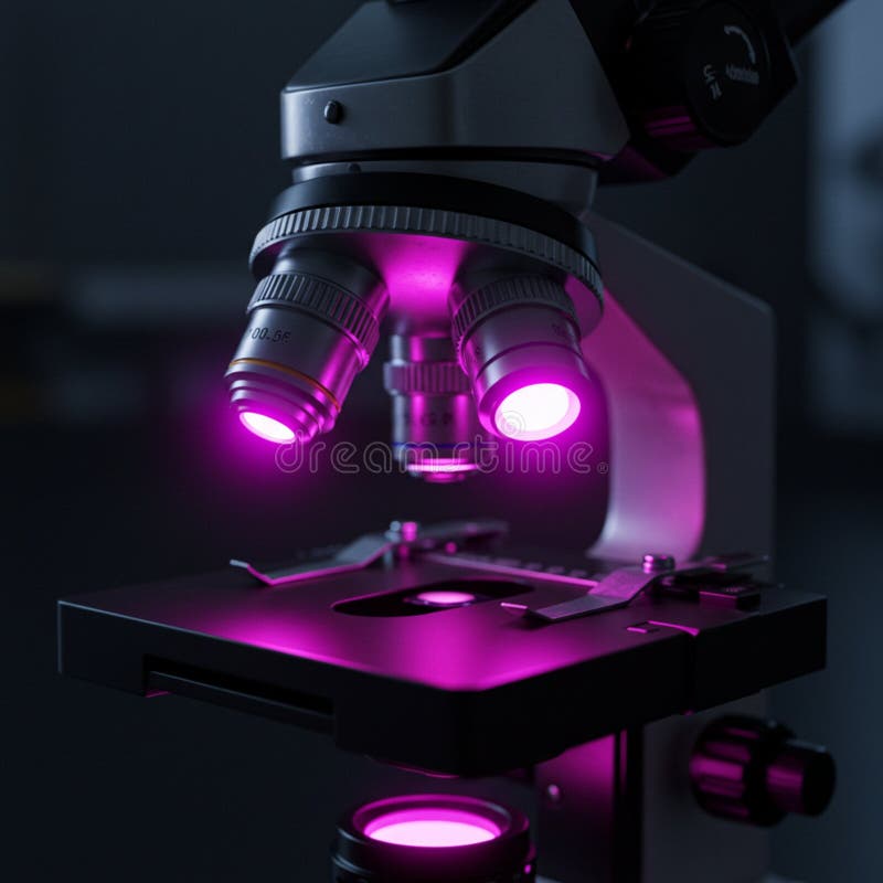 A Close-up of a Microscope with a Metallic Finish, Featuring Multiple ...