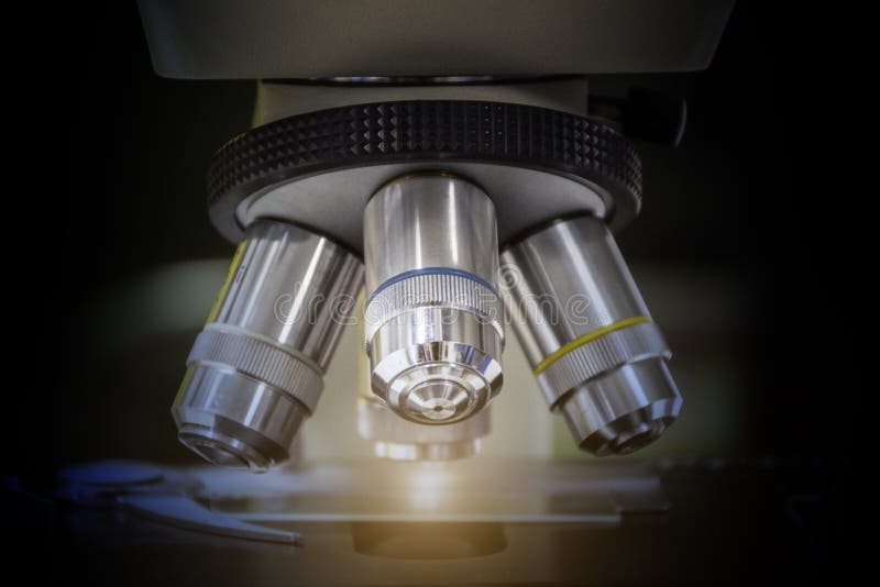 Close Up of Microscope at the Laboratory Stock Image - Image of science ...