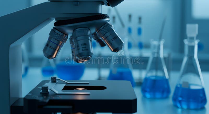 Close-up of a Microscope in a Modern Laboratory Setting Stock ...