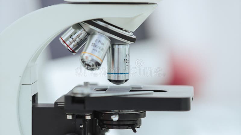 Microscope with a Sample on the Table in the Laboratory. Stock Image ...