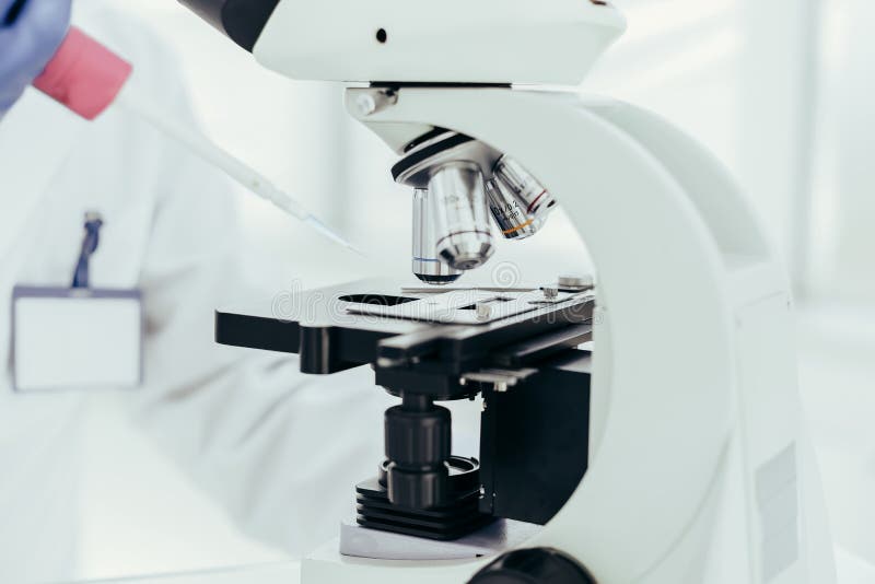 Microscope on the Table in the Biological Laboratory. Stock Image ...